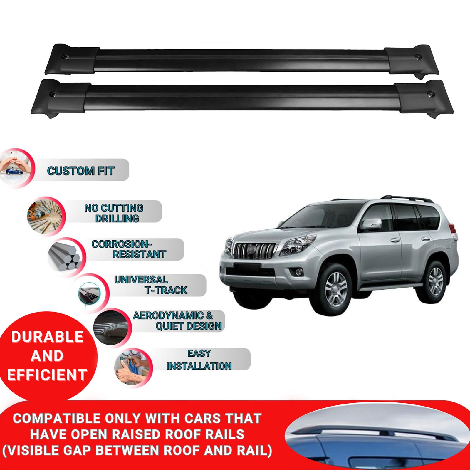 Roof Racks Cross Bars For Toyota Land Cruiser Prado J150 2009-2023 2 ...
